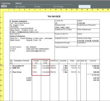 invoice | Print Item wise Delivery Challan No. & Date in Sales Invoice ...