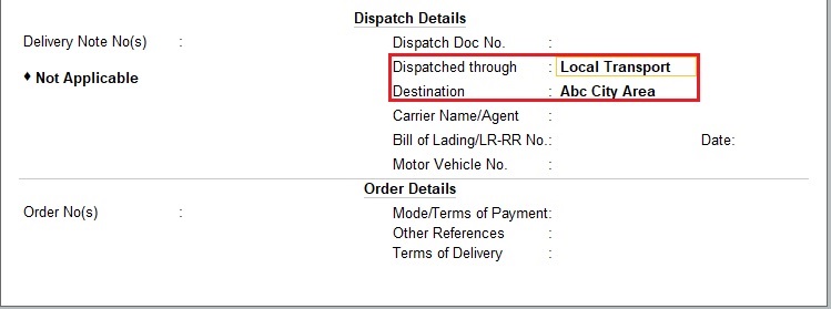 dispatch details | Print Dispatch Details & Order No. in Sales ...