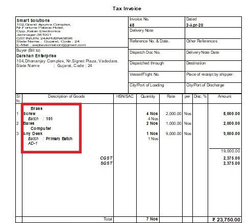 Control On PAN No. for Sales Invoice Exceeding Limit | Batch Detail ...