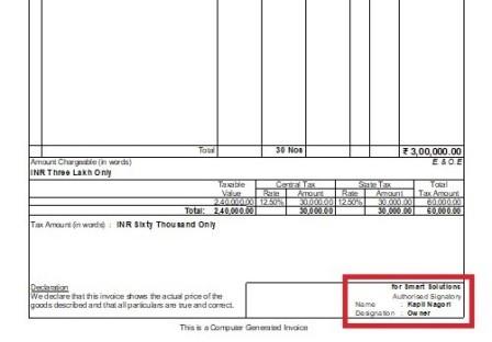 8 | Print Authorised Signatory Name & Designation in Sales Invoice ...