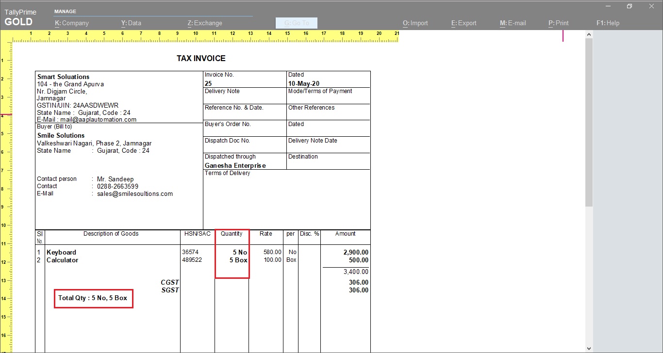 142 | Unit Wise Qty Total in Sales Invoice