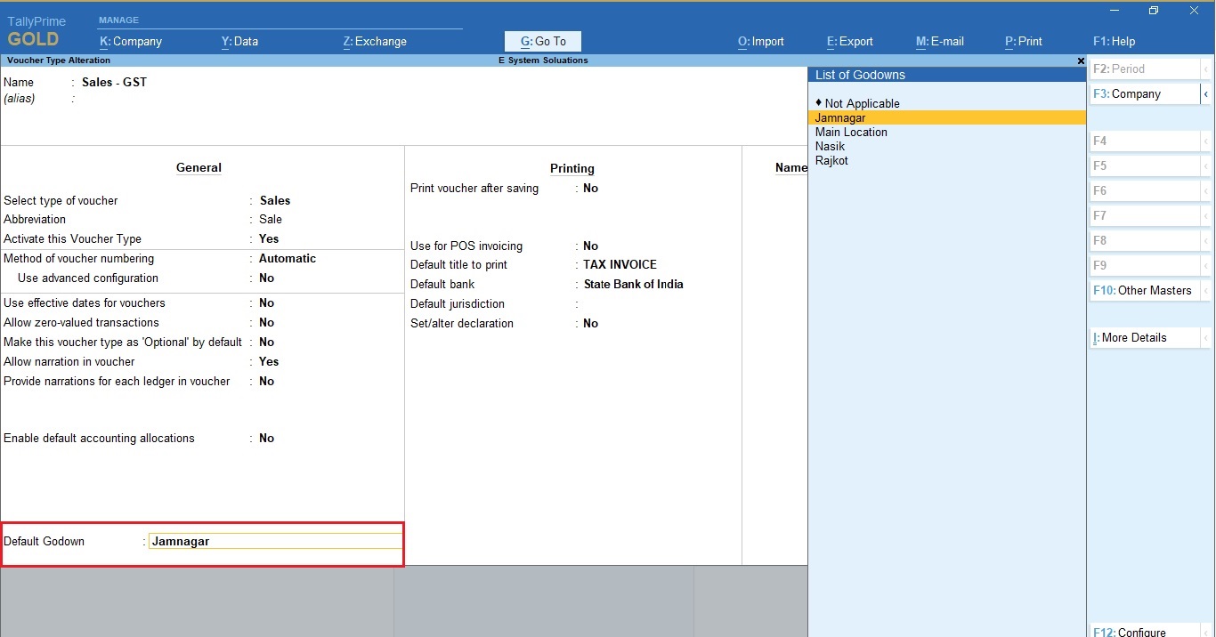 146 | Voucher Type wise Godown Selection in Voucher Entry