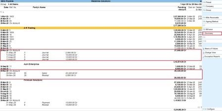 16 | Display On Account Details in Bill Party wise Outstanding Report ...