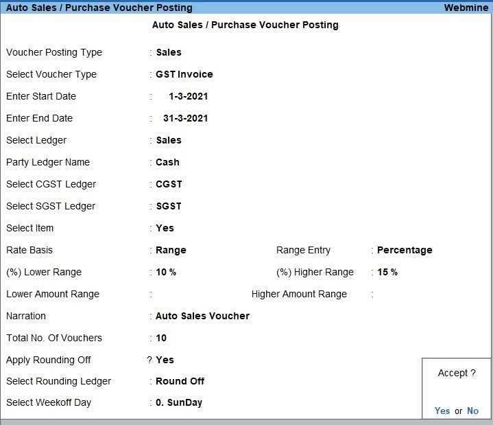 265 | Auto Sales / Purchase Voucher Posting