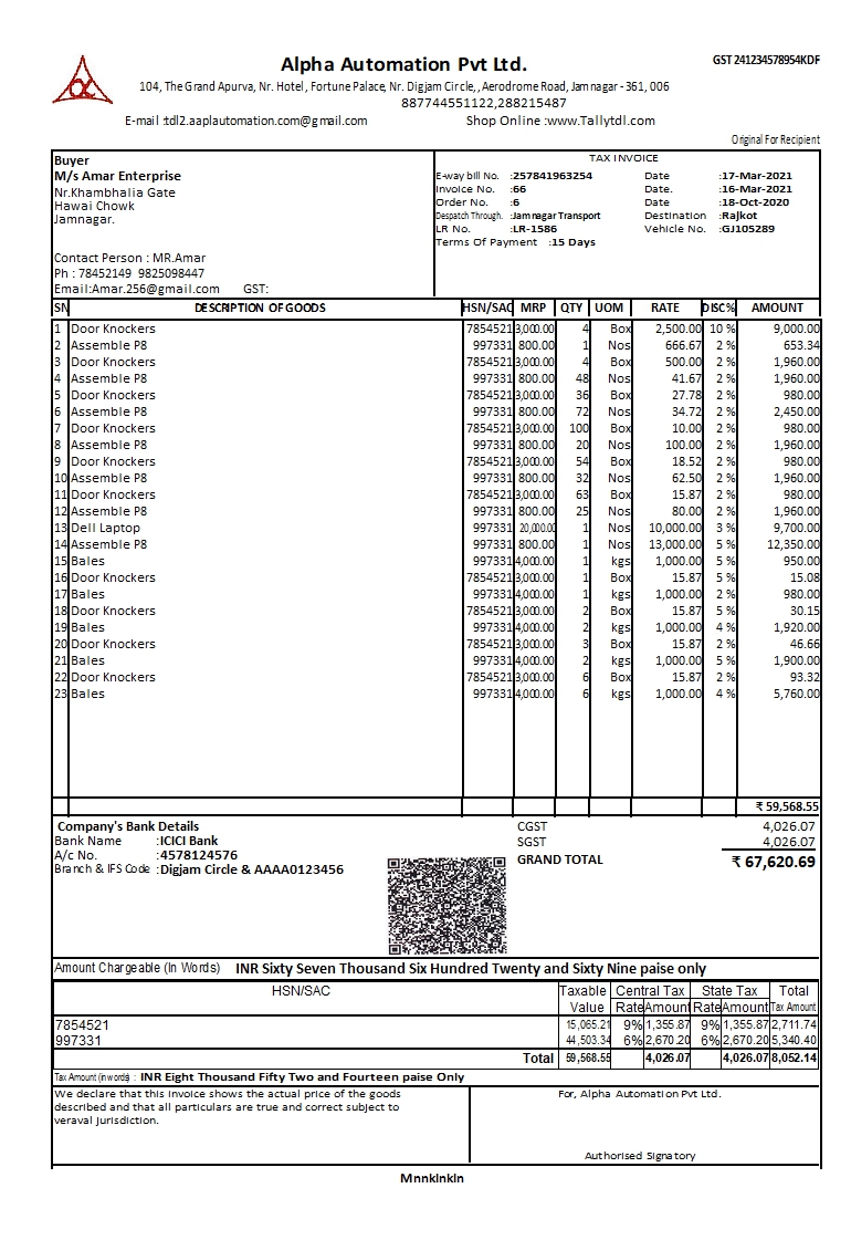 AAPL - Tally Customization (TDL), Tally Invoice Format, Tally Data with BizTracker Android App
