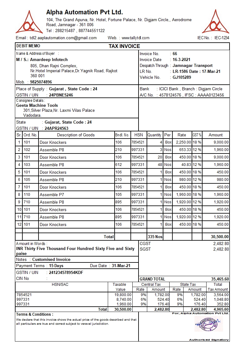 AAPL - Tally Customization (TDL), Tally Invoice Format, Tally Data with BizTracker Android App