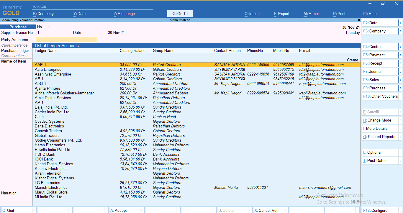 Bank Details in Ledger Statement & Outstanding Report | Print Item ...