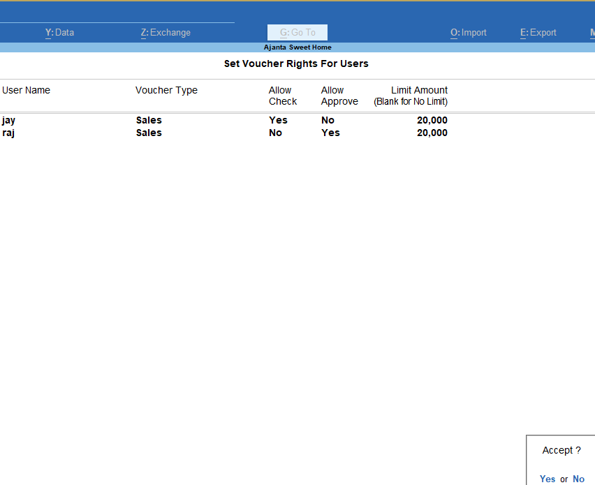 Disable Shift + Enter Key for Selected User Group and Voucher Type ...