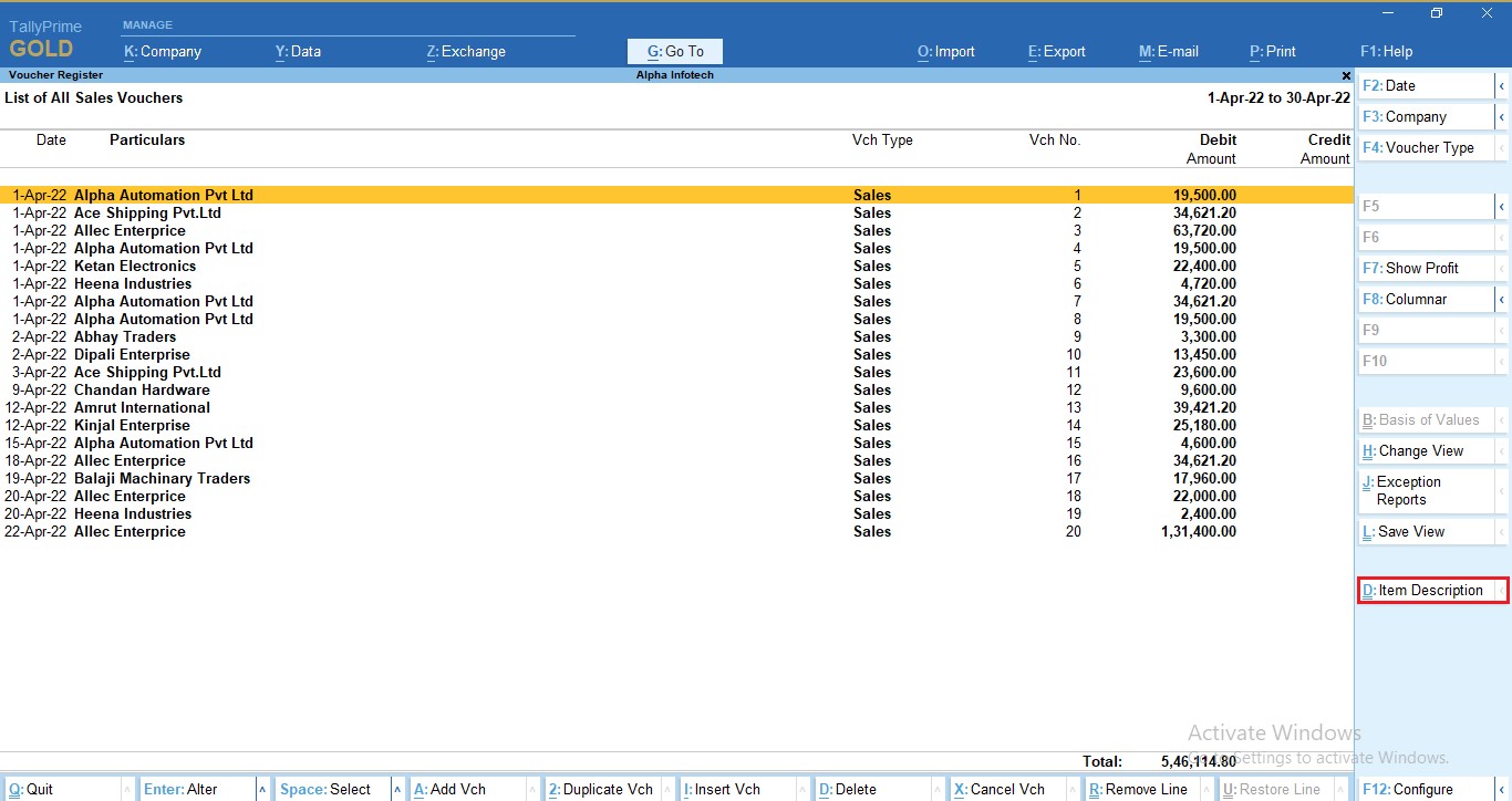 Item Description as Column in Voucher Entry & Print | Print Dispatch ...