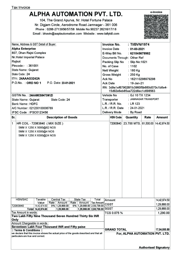 AAPL - Tally Customization (TDL), Tally Invoice Format, Tally Data with ...