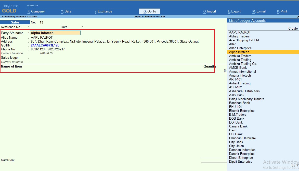 96 | Display Party Details in Main Screen of Voucher entry | Dispatch ...