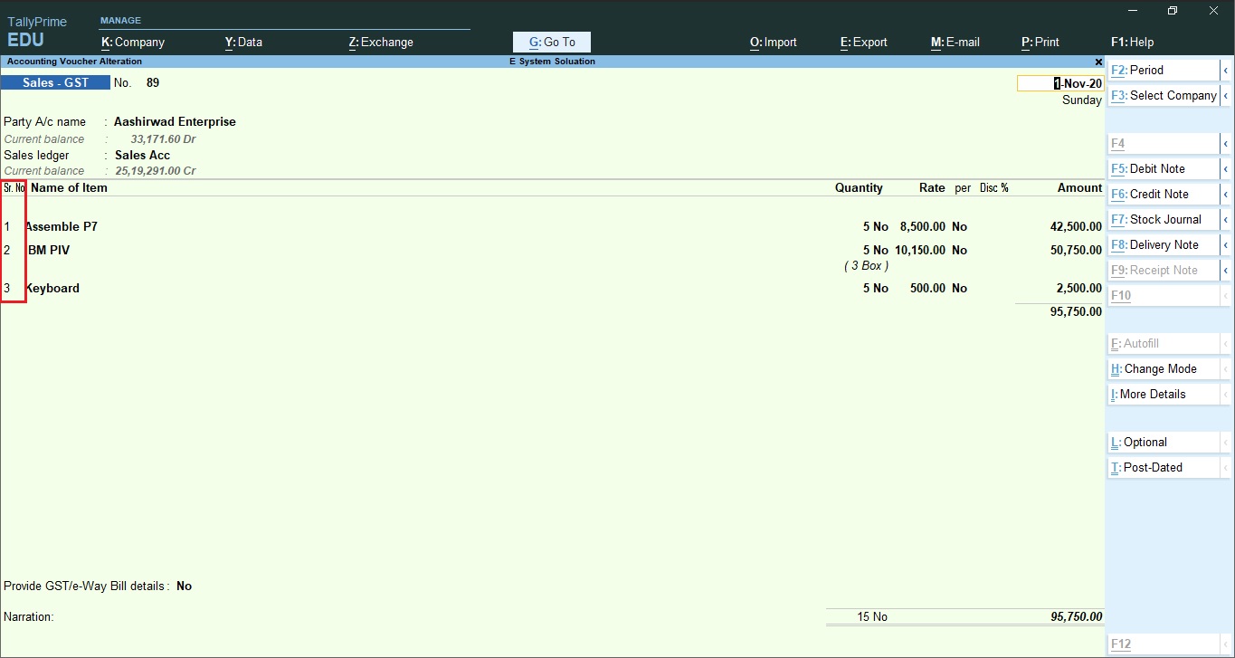 49 | Display Sr. No for Stock Items in voucher | Change Font Style ...